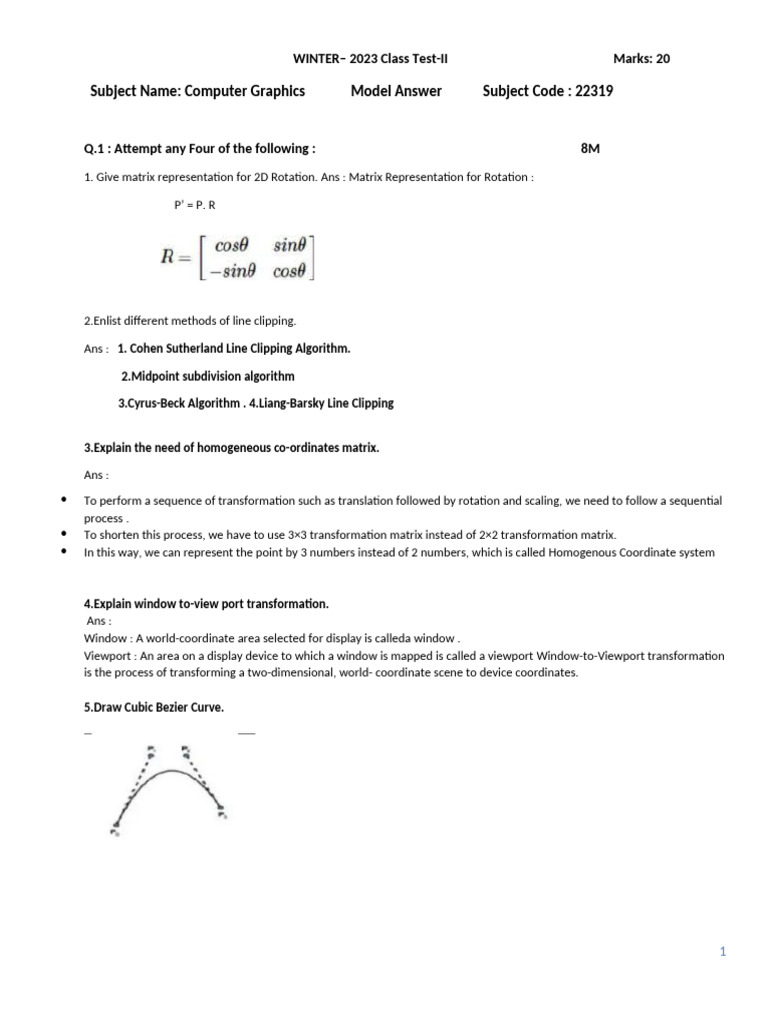 CGR CT2 Question Bank | PDF | Spline (Mathematics) | Interpolation