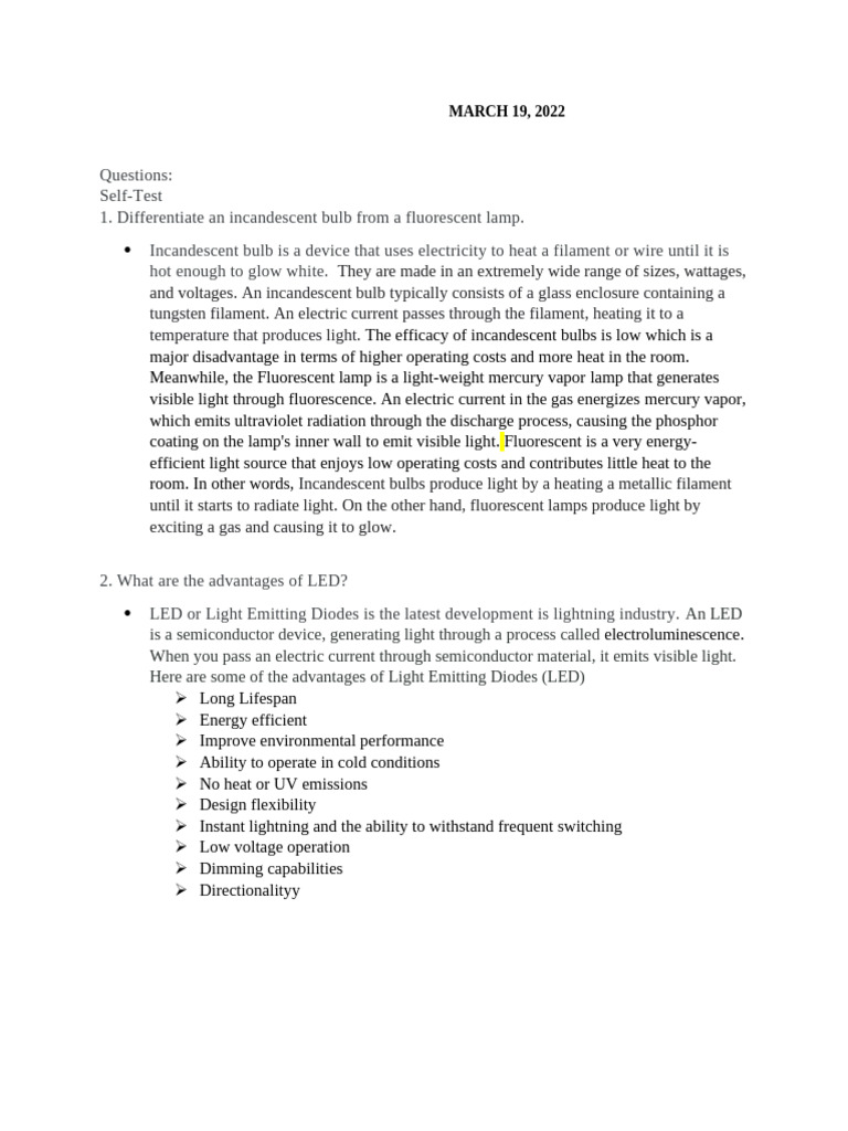 Diference Between Incandecent and Flourecent Lamp | PDF