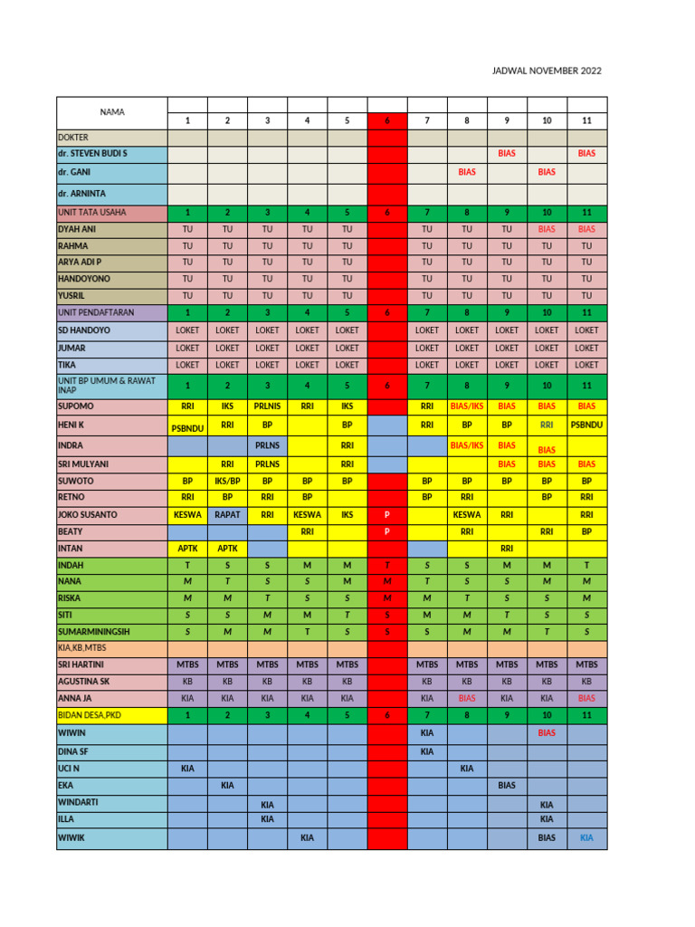 Jadwal November 2024 Fix | PDF