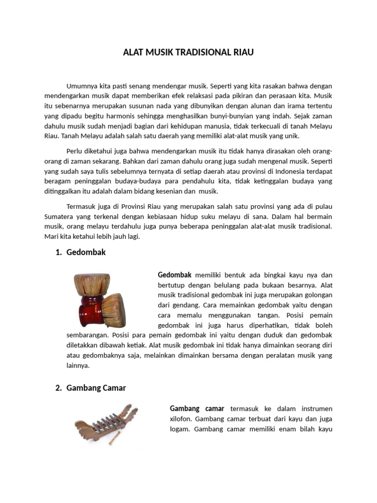 Alat Musik Riau | PDF