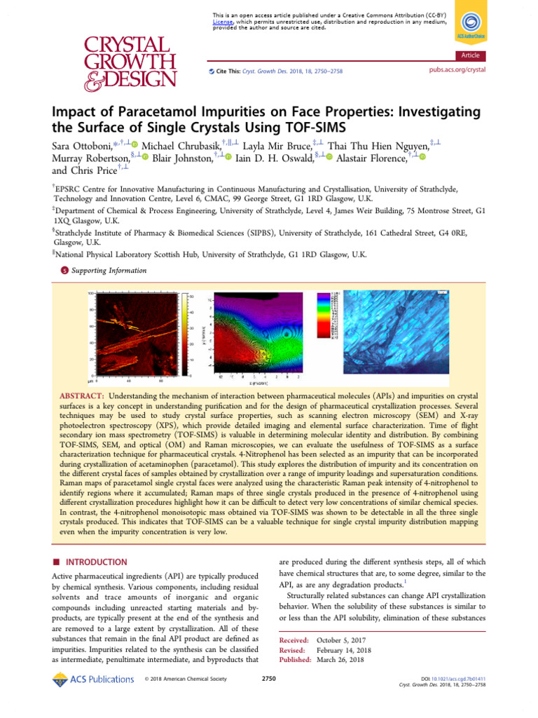 Ottoboni Et Al 2018 Impact of Paracetamol Impurities On Face Properties Investigating The ...