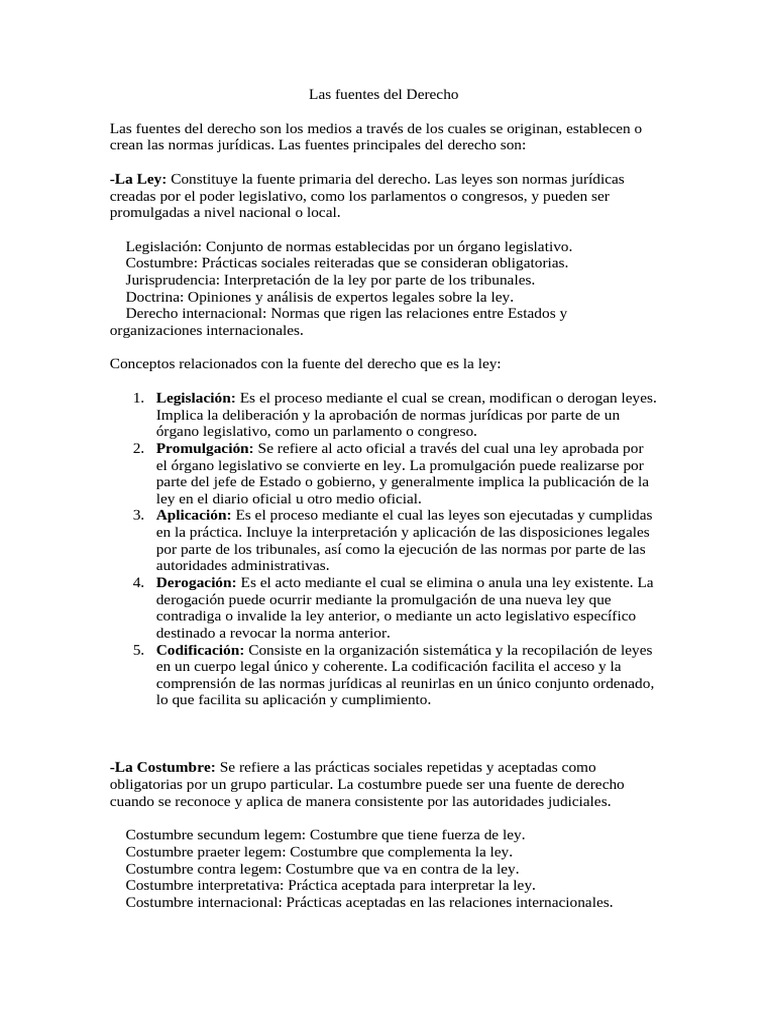 Las Fuentes Del Derecho | PDF | Fuentes del derecho | Caso de ley