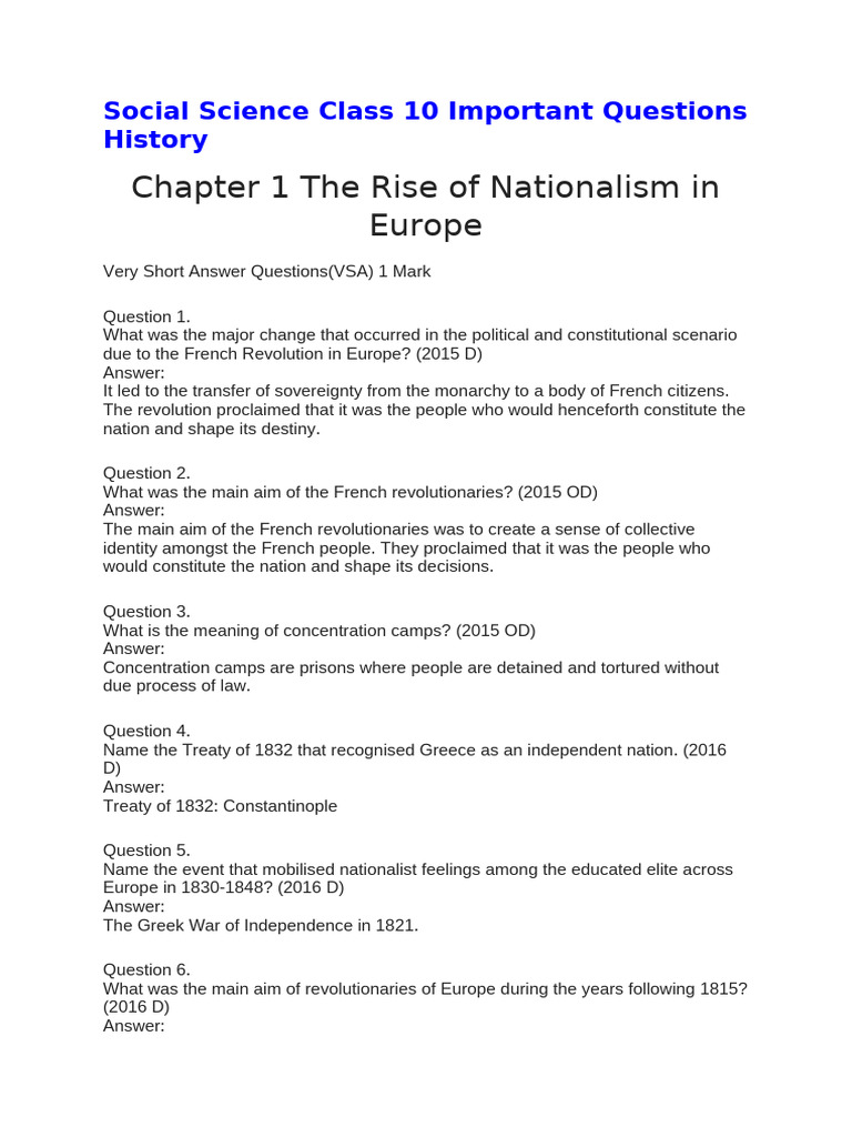 Class 10 History: Nationalism in Europe | PDF | Balkans | Prussia