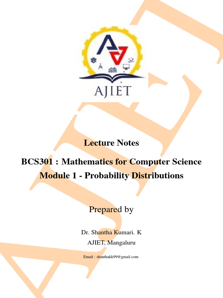 BCS301 Notes AJIET 241009 121415 | PDF | Probability Distribution ...