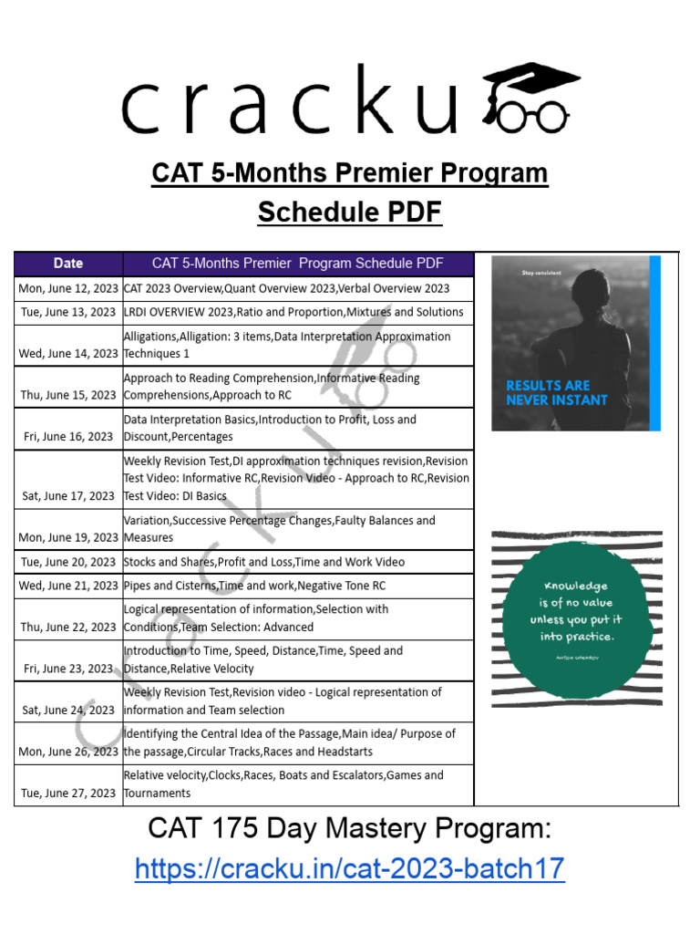 CAT 2023 5-Month Premier Program Schedule | PDF | Triangle | Circle