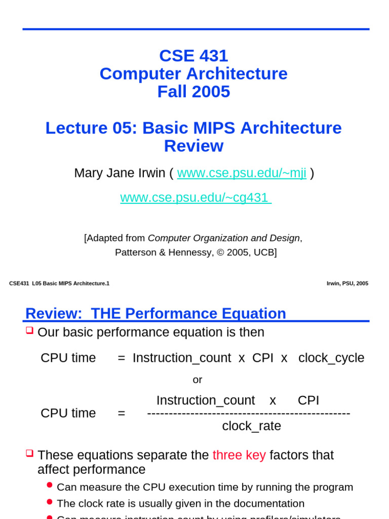 Cse431 05 | PDF | Computer Architecture | Central Processing Unit