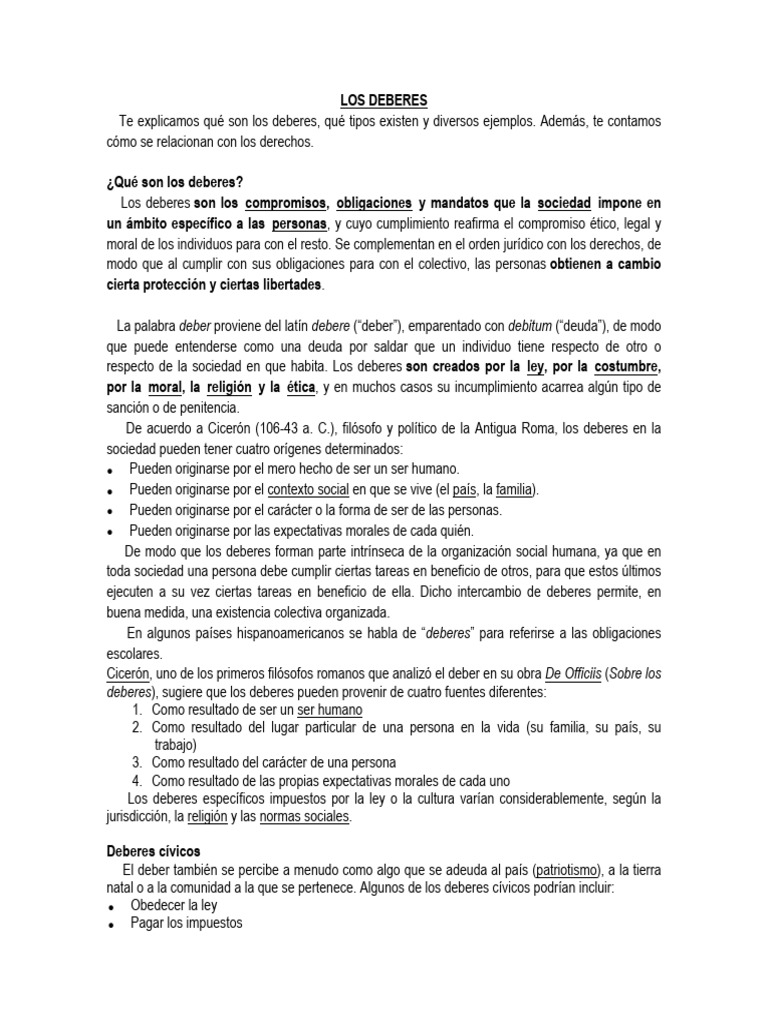 Los Deberes | PDF | Derechos