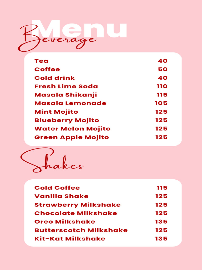 Beverage Menu & Pricing | PDF