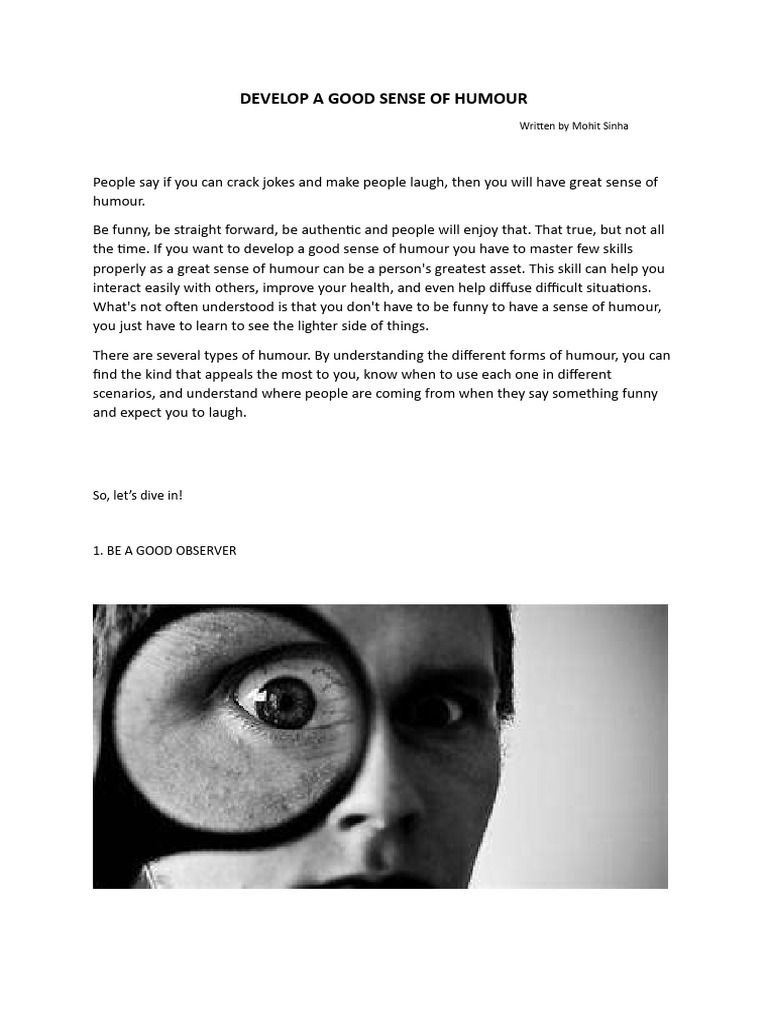 Develop A Good Sense of Humour | PDF | Humour | Senses