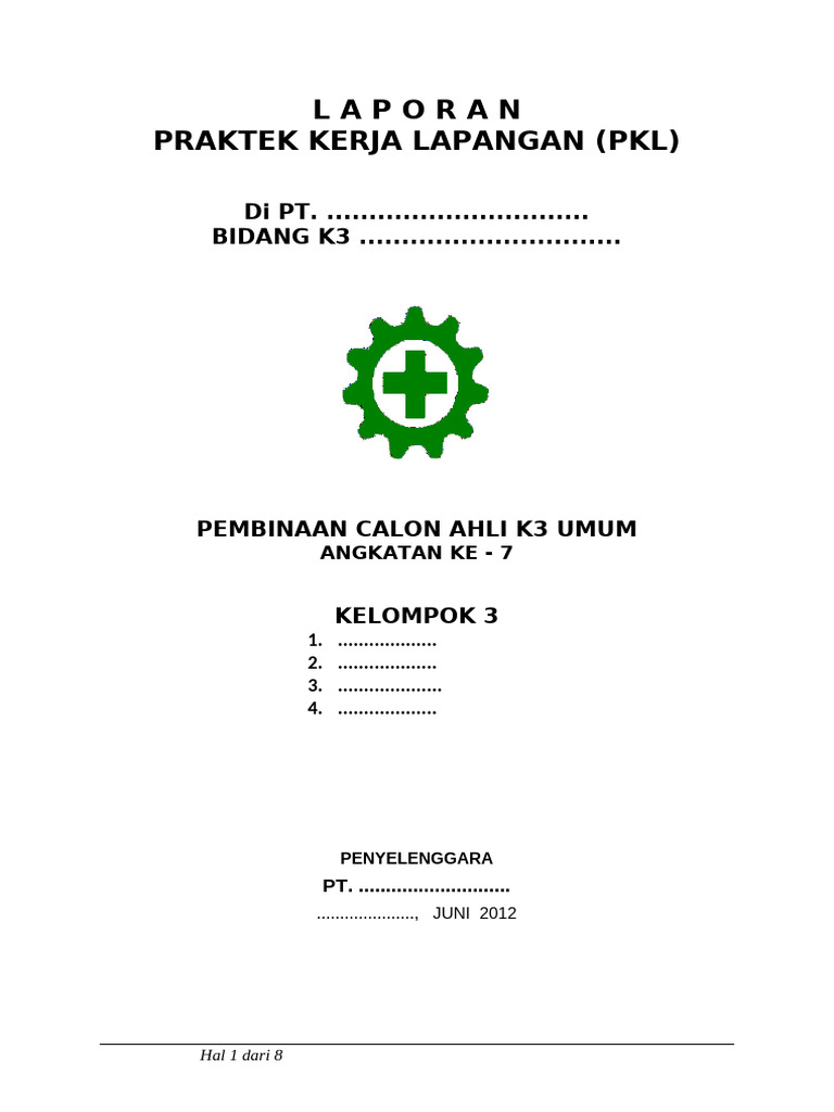 Format Laporan PKL AK3 Umum | PDF