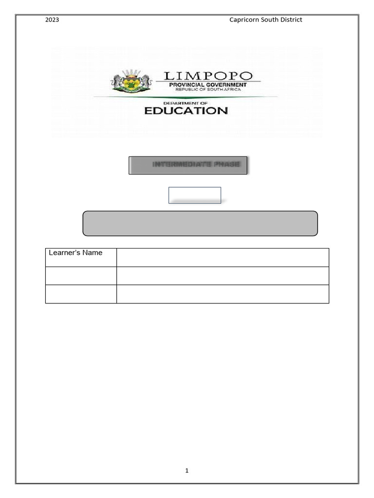 Capricorn South Maths GR 6 Paper | PDF | Mathematics