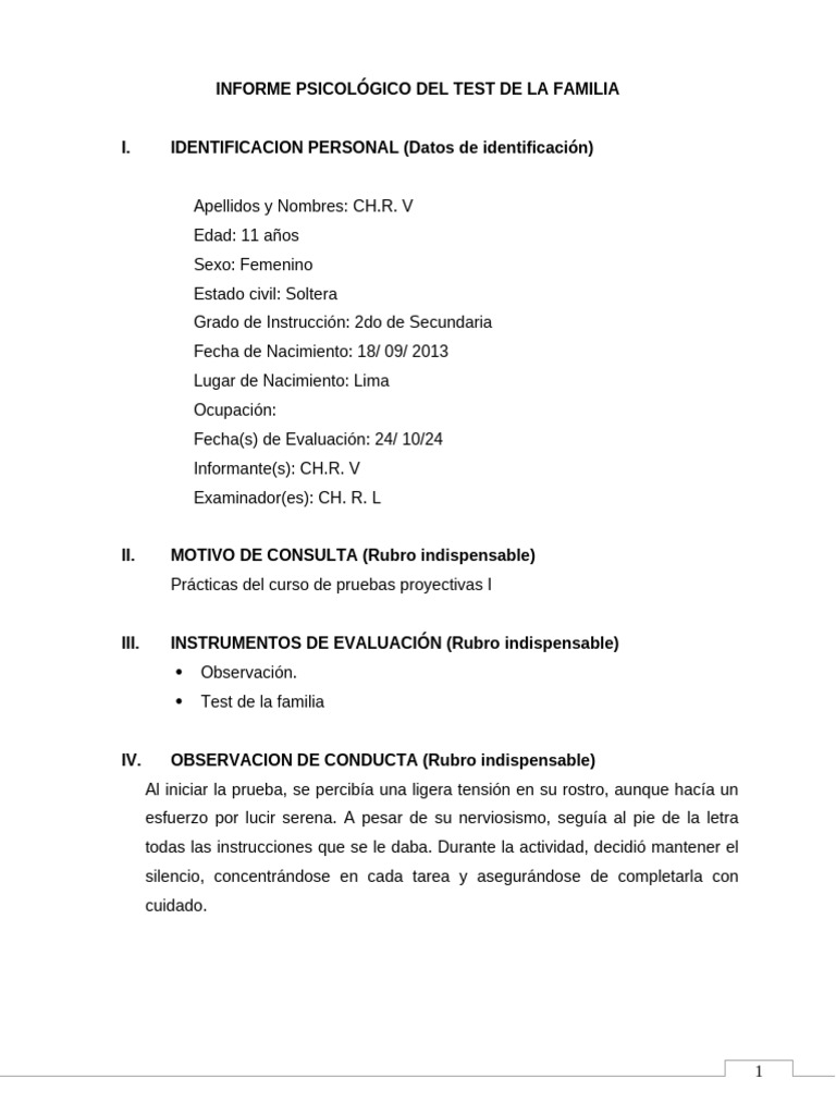 Modelo para Elaborar Un Inf - Psic - 25 | PDF | Las emociones | Ciencias del comportamiento