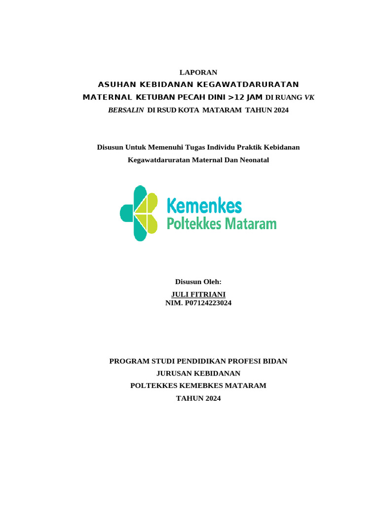LK Gadar Maternal KPD RS - Kota | PDF | Ilmu Sosial | Kesehatan Holistik