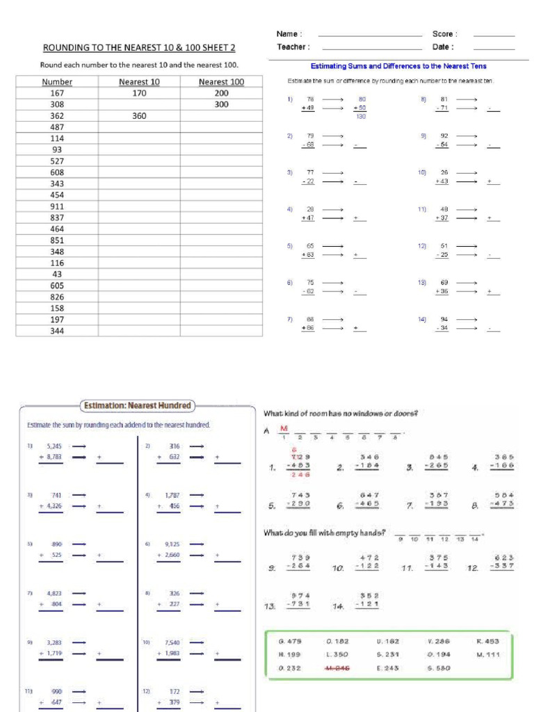 Grade 4 Math Rounding Tens and Hundreds | PDF