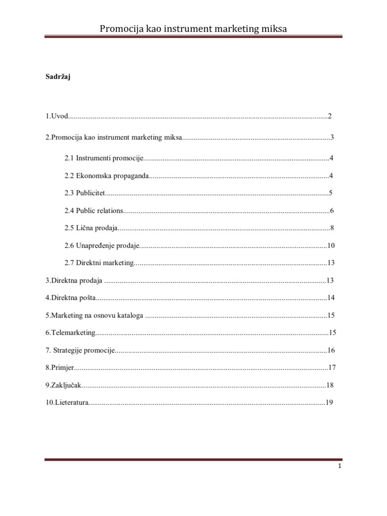 Promocija Kao Instrument Marketing Miksa | PDF
