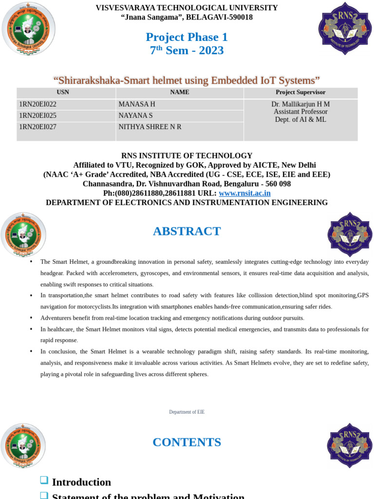 Project Phase1 Smart Helmet | PDF | Internet Of Things | Computer Security