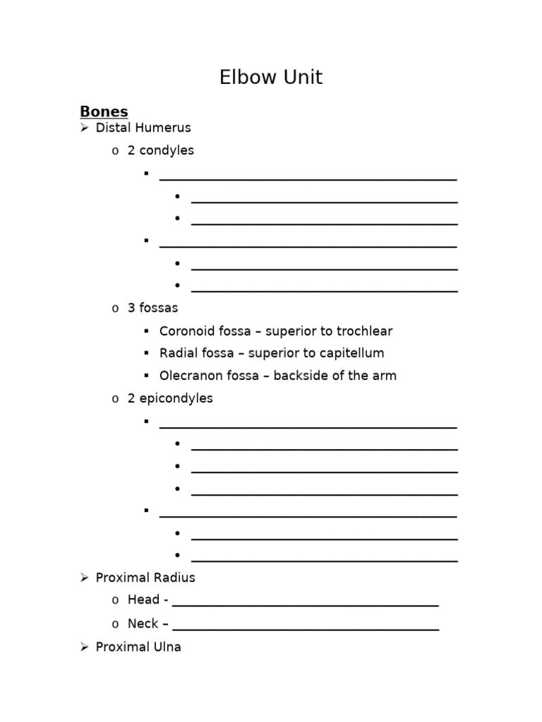 Elbow Unit Notes - Student | PDF