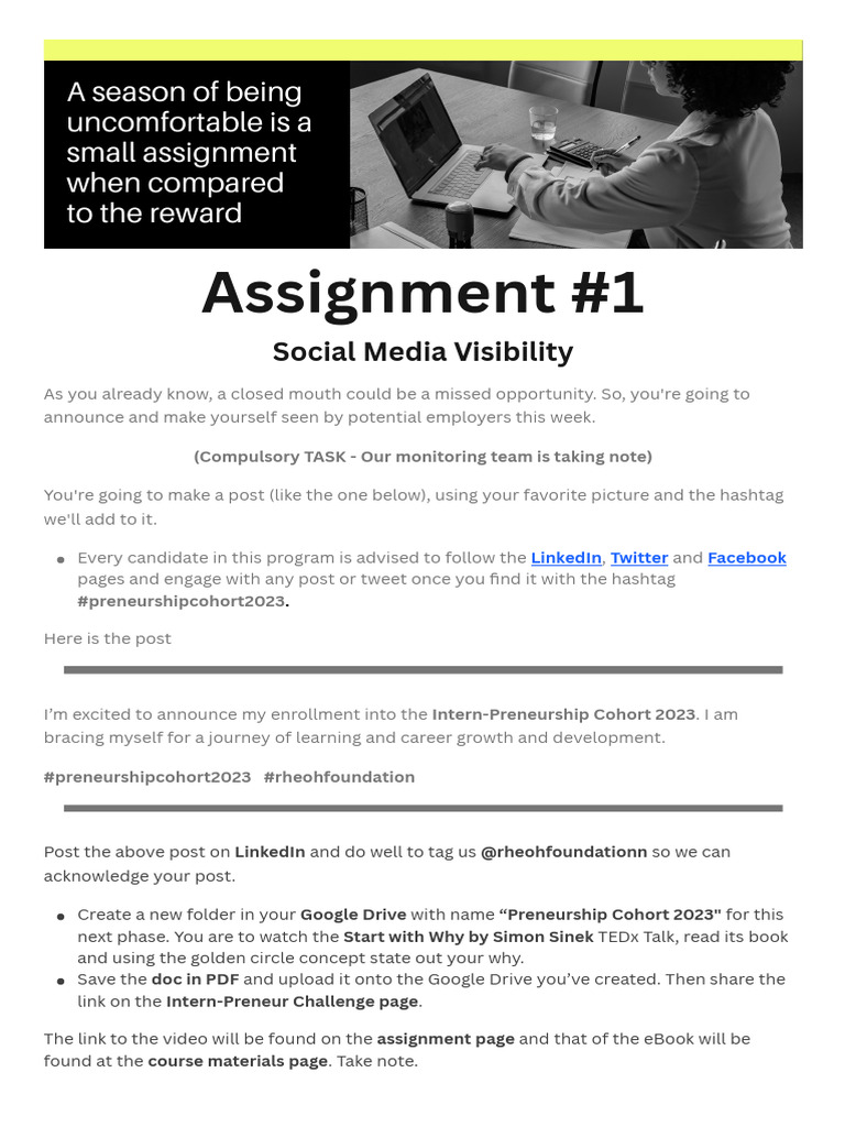 Assignment #1 | PDF | Career & Growth | Business