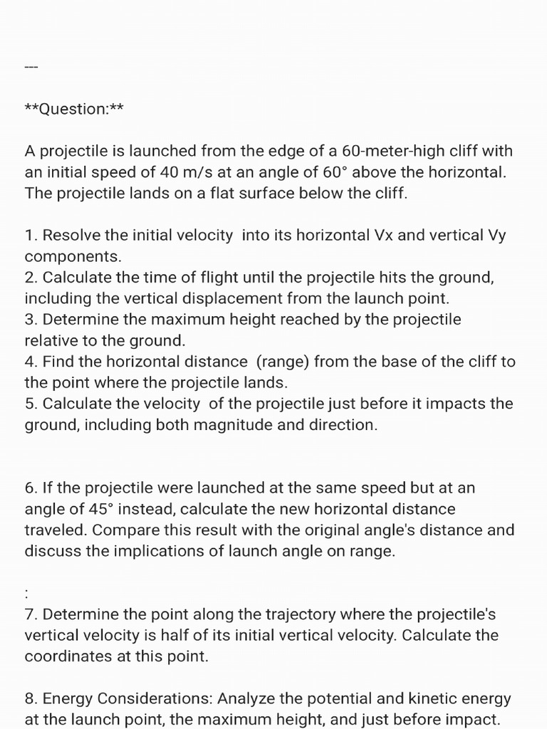 Projectile Question | PDF