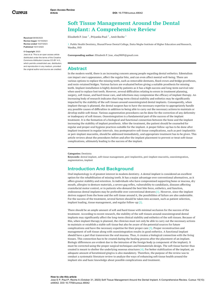 Soft Tissue Management | PDF | Dental Implant | Health Sciences