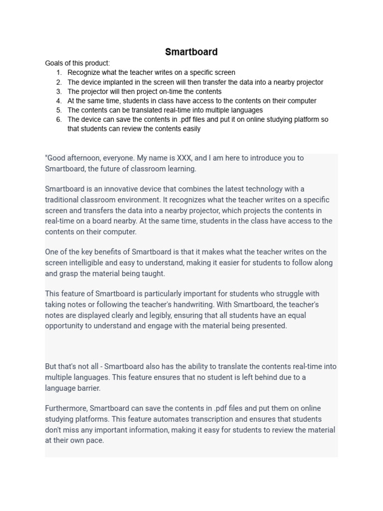 pitch | PDF | Teachers | Human Communication