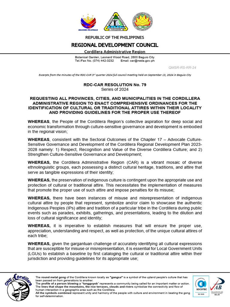 RDC CAR Res 79 - CIPC - Cultural Attire - Amc | PDF