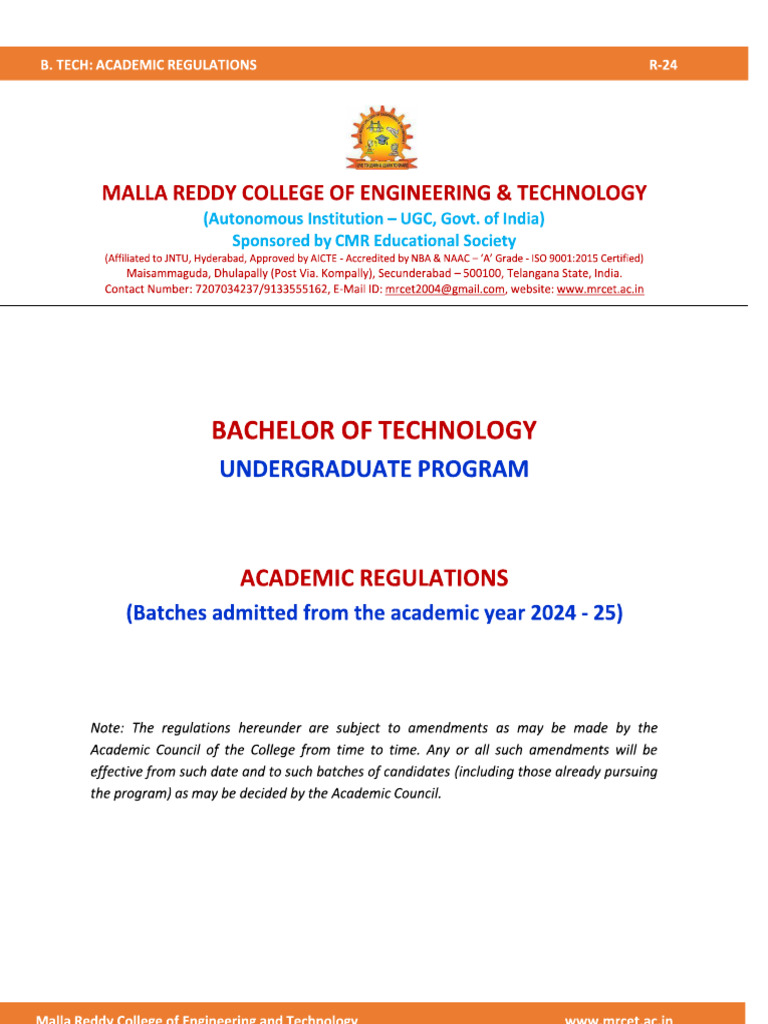 R24 Academic Regulations | PDF