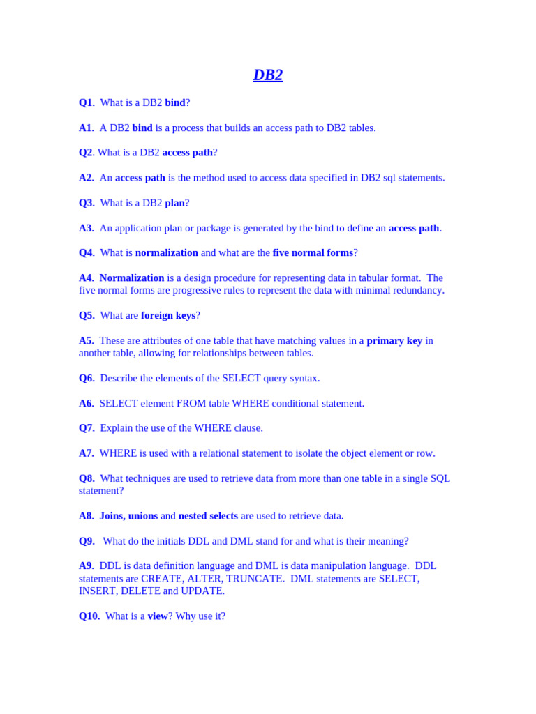 DB2 interview ques | PDF | Database Index | Sql