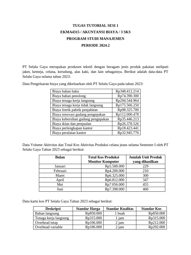 Soal Tugas 1 | PDF | Komputer | Teknologi & Rekayasa