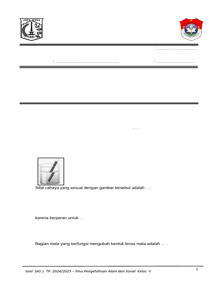 Naskah Soal Sas 1 Ipas Kelas 5 2024 - 2025 (4) - 2 | PDF | Ilmu Sosial | Dewasa Muda