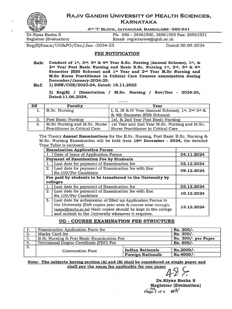 Timetable For Nursing Dec 2024 Examination | PDF