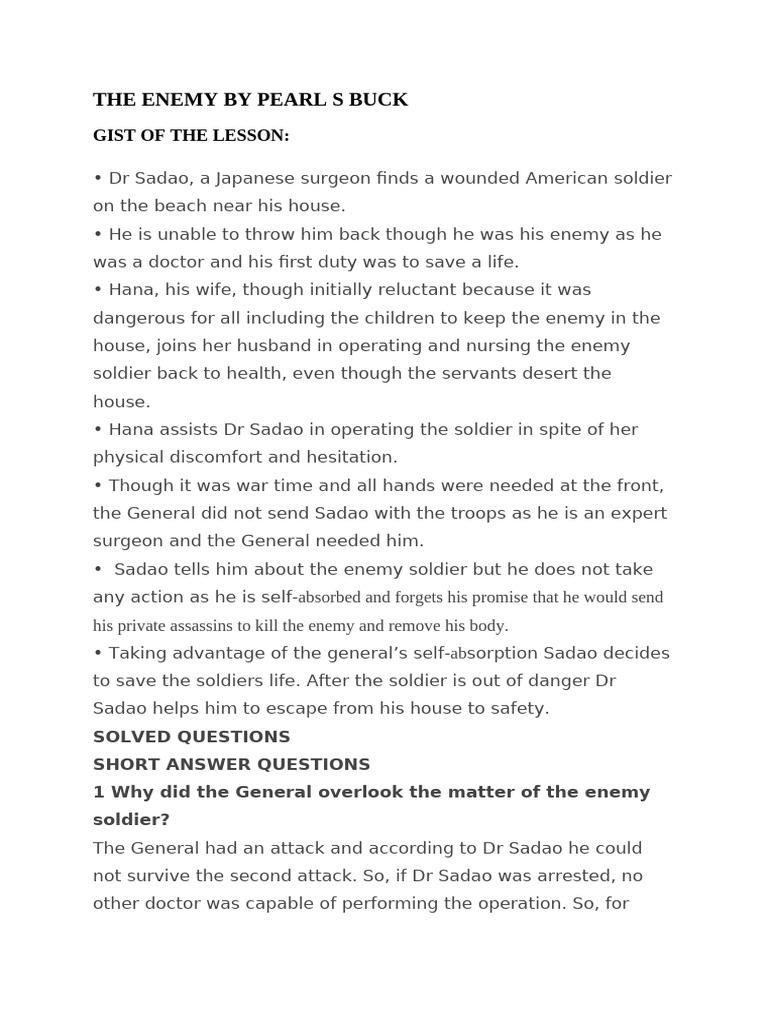 THE ENEMY NOTES | PDF