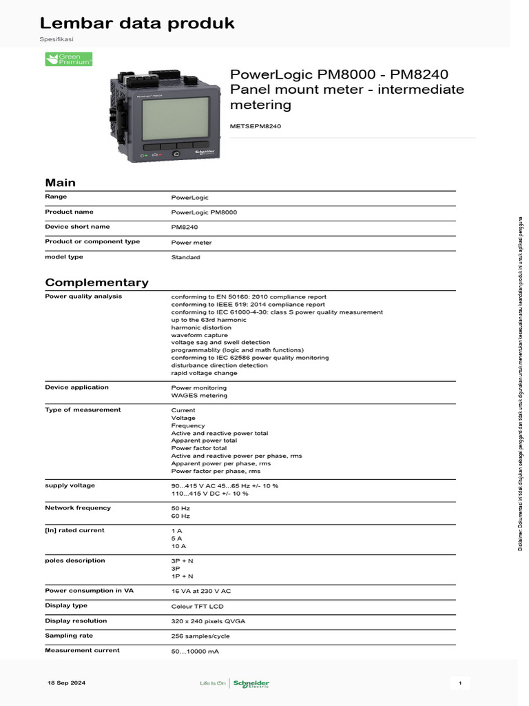 Schneider Electric - PowerLogic-PM8000-series - METSEPM8240 | PDF | Ac ...
