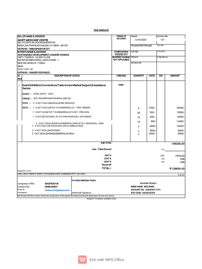Fire and Medical - Murti Medicare | PDF | Invoice | Taxes