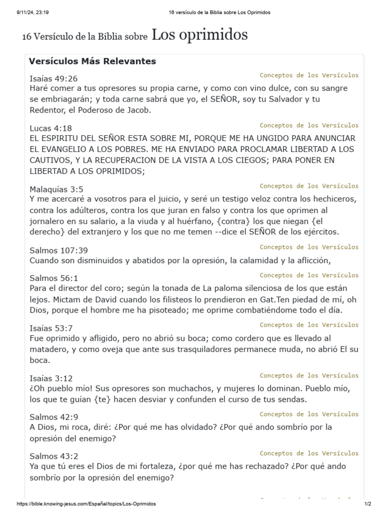 16 versículo de la Biblia sobre Los Oprimidos | PDF | Libros de la ...
