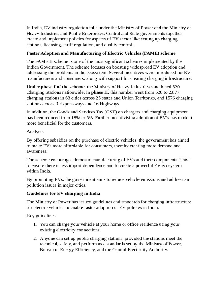 EV sector | PDF | Electric Vehicle | Infrastructure