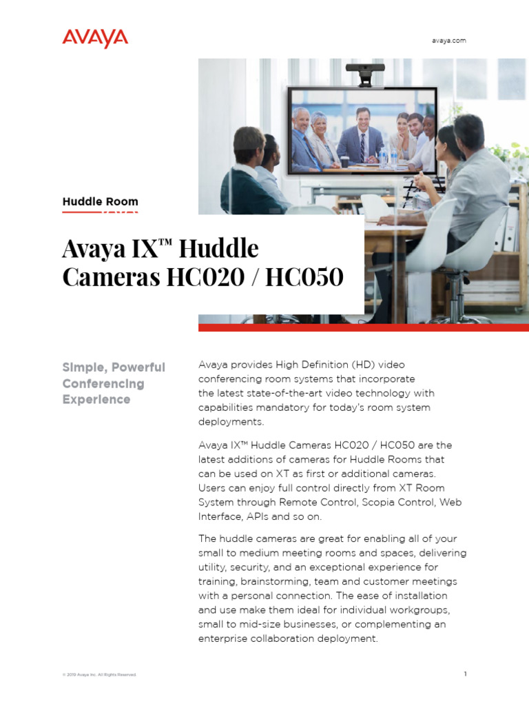 Avaya Ixtm Huddle Cameras hc020 hc050 Datasheet | PDF | Camera ...