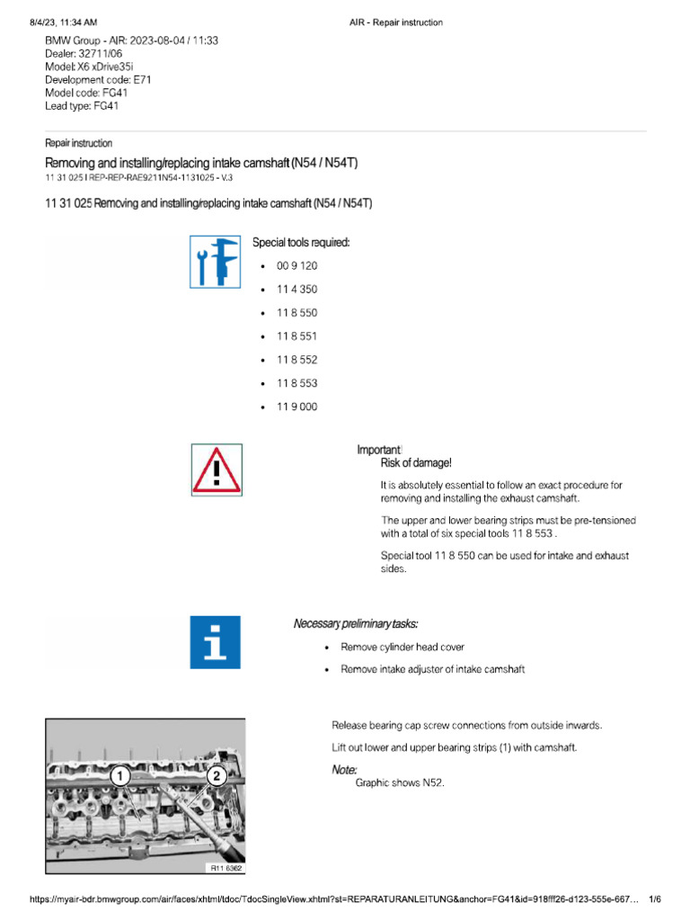 Intake Camshaft Installation | PDF