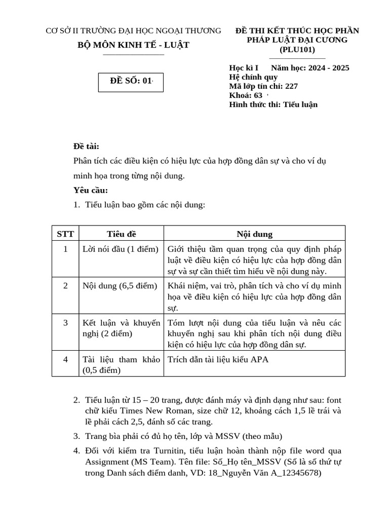 Đề Thi PLDC k63 Final | PDF