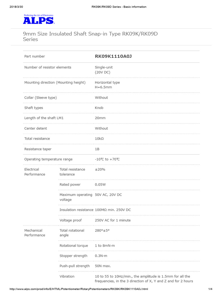 Alpsalpine-Rk09k1110a0j C209767 | PDF | Electrical Resistance And ...