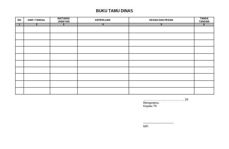 Buku Tamu Dinas | PDF