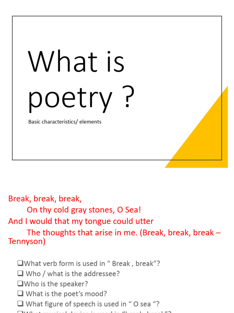 What Is Poetry - Basic Characteristics Elements | PDF | Poetry