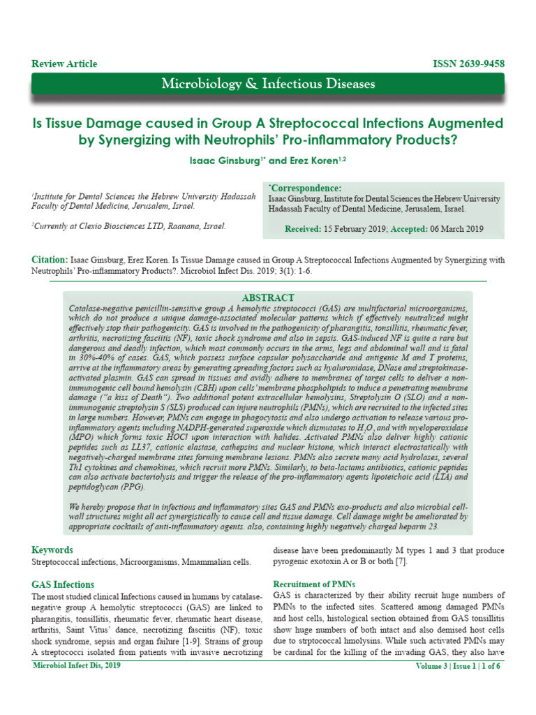 Is Tissue Damage Caused in Group A Streptococcal Infections Augmented ...