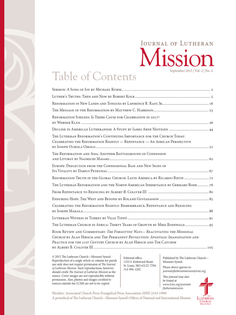 01 Introduction Mission | PDF | Lutheranism | Martin Luther