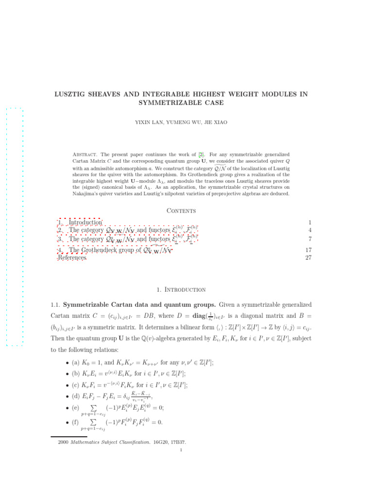 Lusztig Sheaves and Integrable Highest Weight Modules in Symmetrizable ...