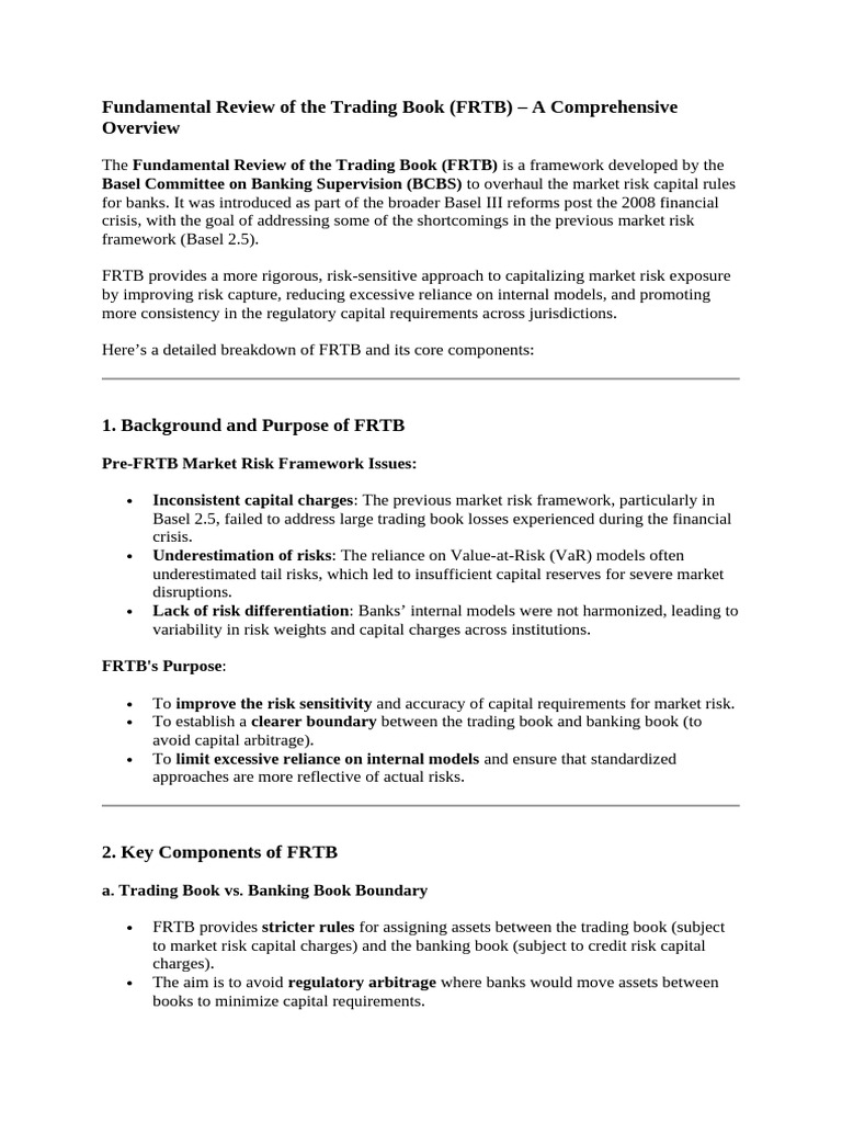 FRTB: Market Risk Capital Overhaul | PDF | Value At Risk | Capital ...