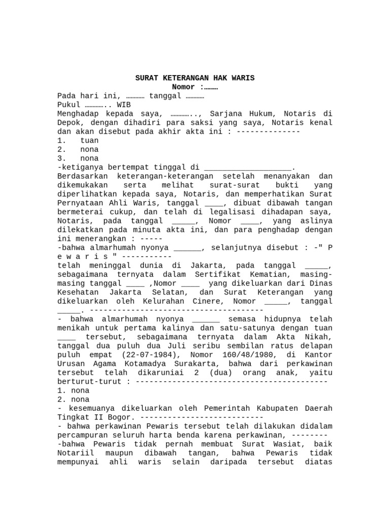 Keterangan Hak Waris 2 | PDF