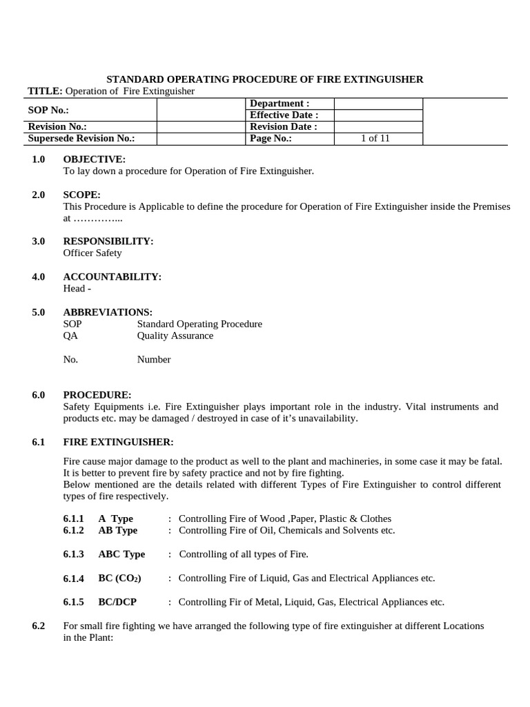Fire Extinguisher Operating Procedure | PDF | Firefighting | Materials