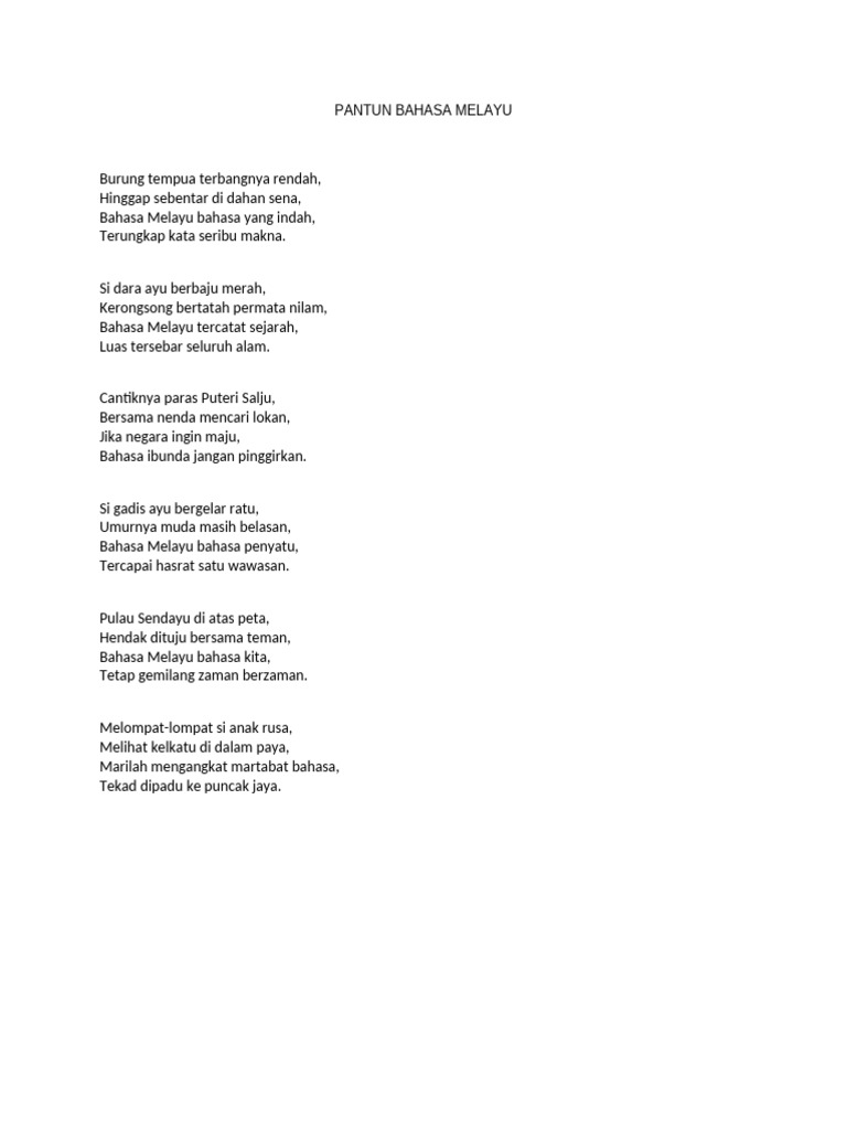 Pantun Bahasa Melayu | PDF
