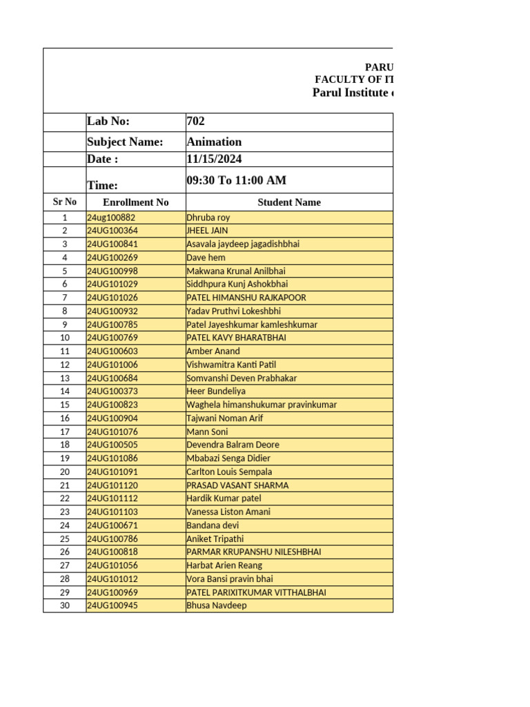 Minor Subject & FOC Practical Remid Exam Seating Arragements 15-11-24 | PDF